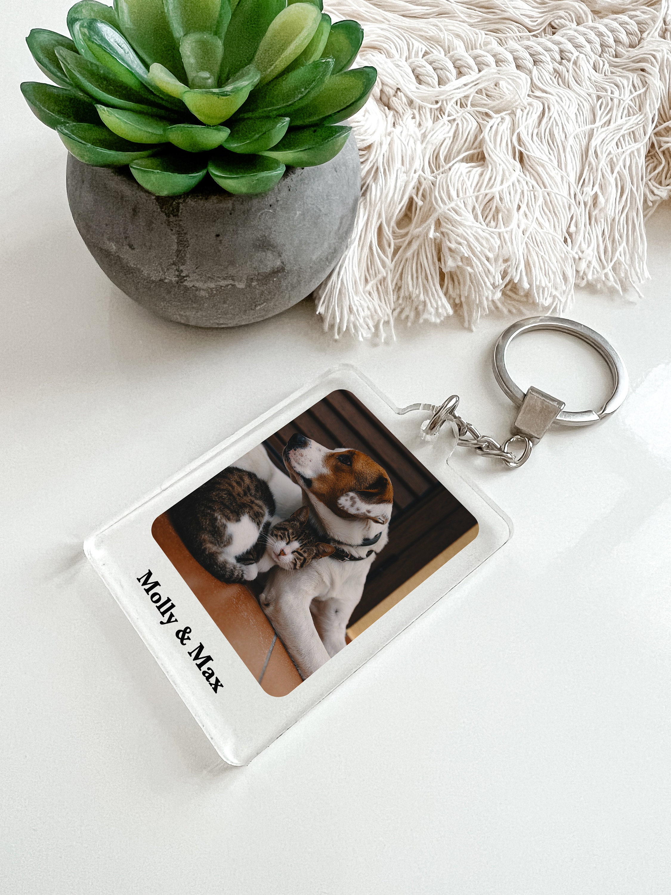 Personalized Dog Keychain, Custom Photo Picture Keychain, Photo Key ...