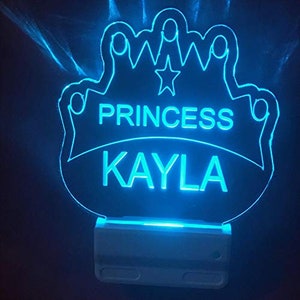 Princess Crown Night Light Multi Color Personalized LED Wall Plug-in ...