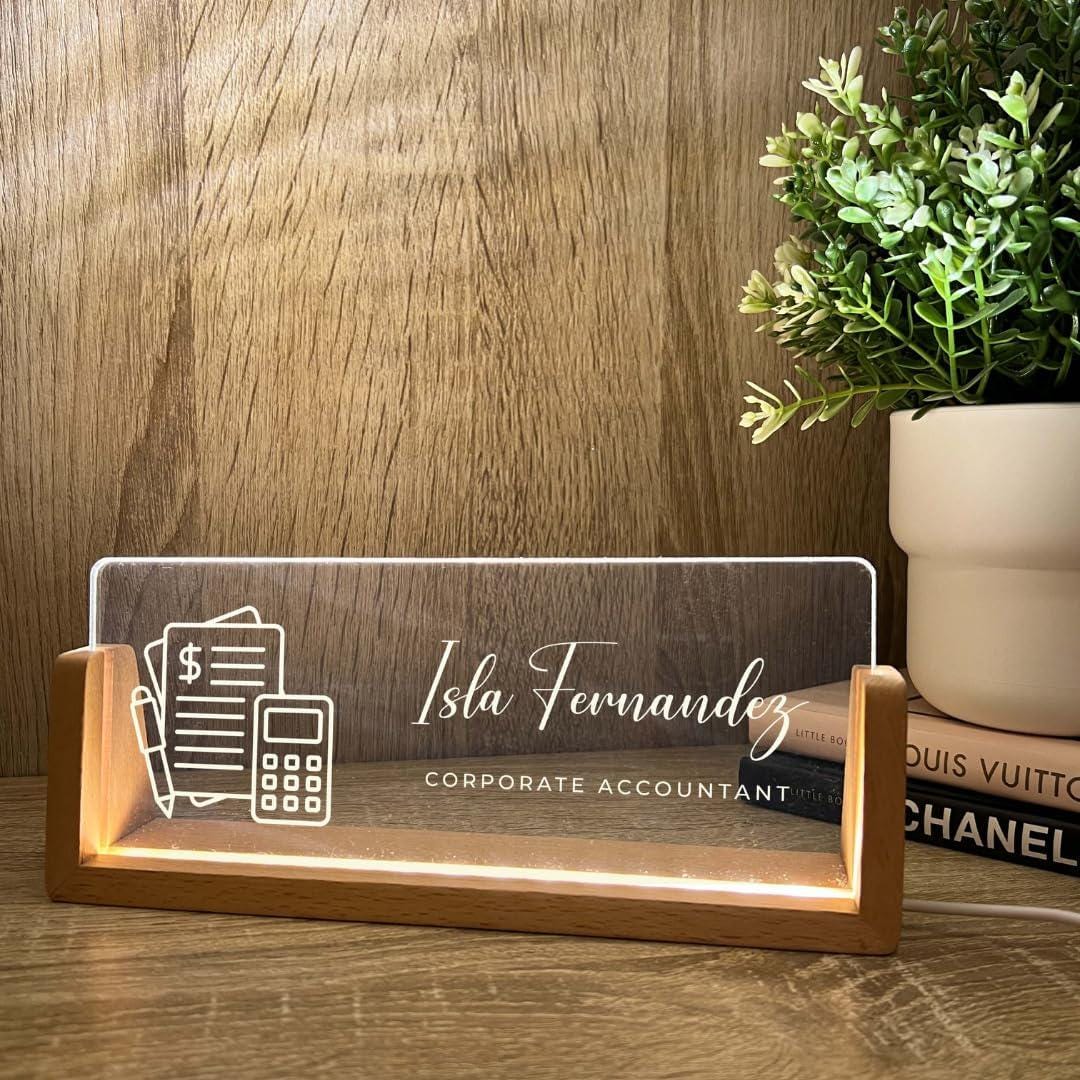Personalized Name Desk Plate Stand | Bookkeeper Accountant Analyst ...