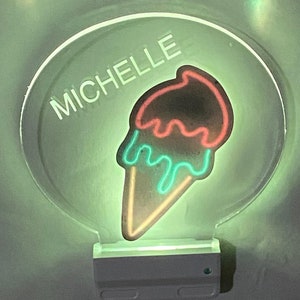 Ice Cream Night Light Multi Color Personalized LED Room Wall Plug-in ...