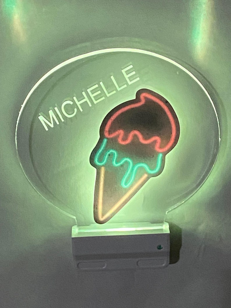 Ice Cream Night Light Multi Color Personalized LED Room Wall Plug-in ...