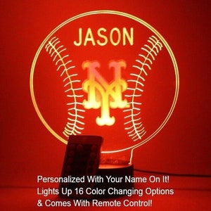 New York Mets NY Night Light up Table Desk Lamp Baseball Sports LED ...