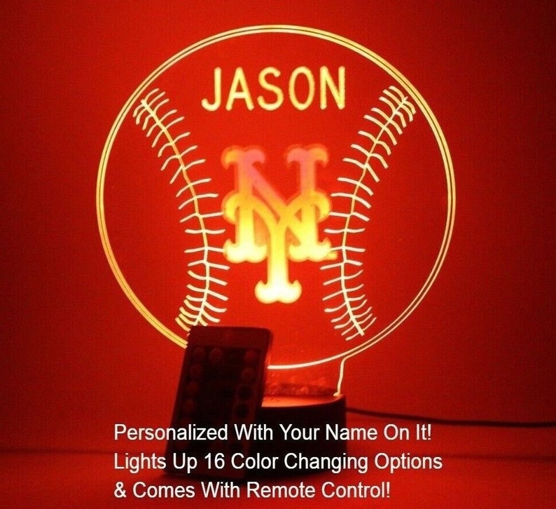 New York Mets NY Night Light up Table Desk Lamp Baseball - Etsy