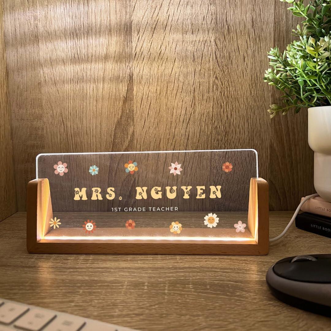 Personalized Name & Title Desk Plate Stand | Teacher, Professional, or ...