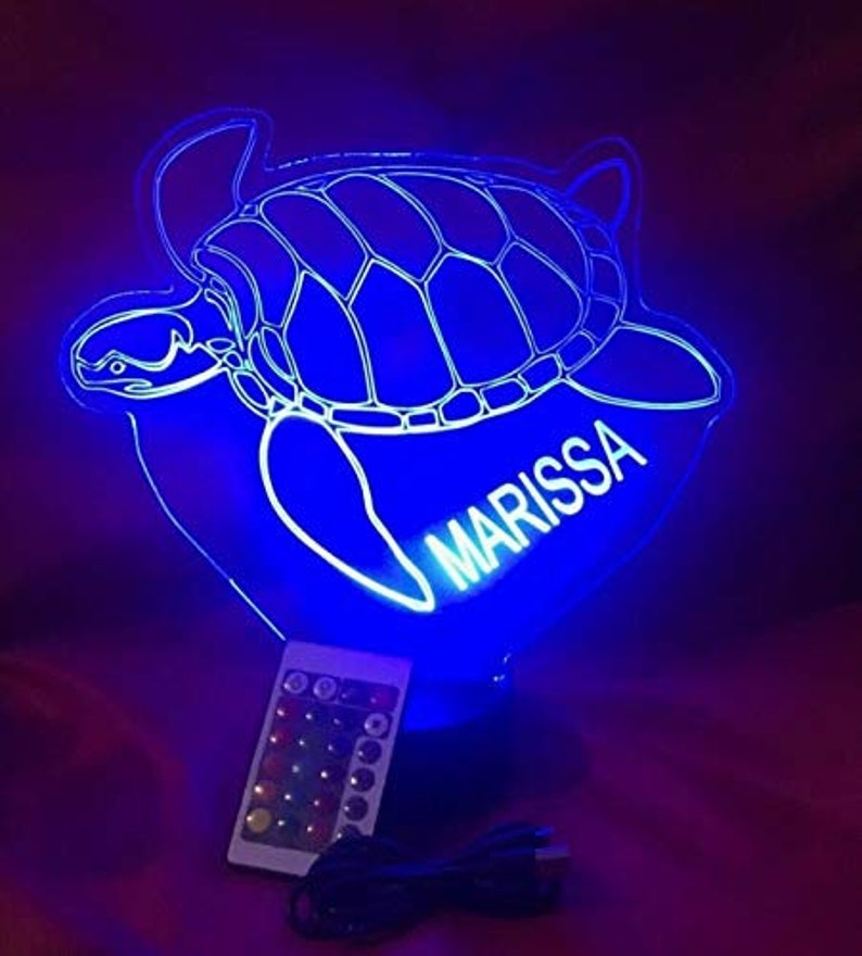 Sea Turtle Night Light Up Table Desk Lamp LED Personalized | Etsy