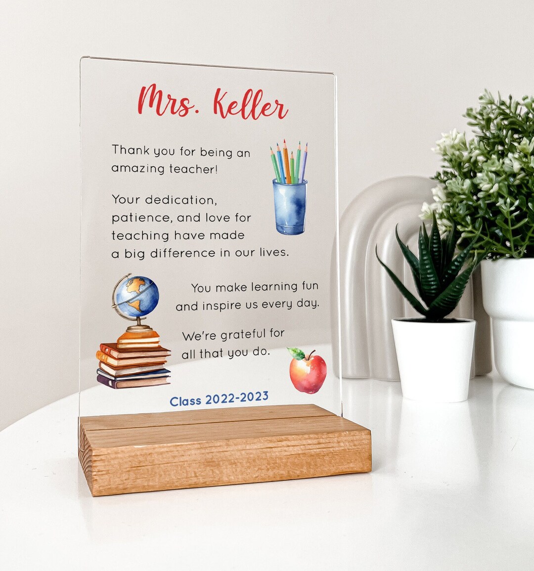 Personalized Educator Desk Wood Stand, Custom Wooden Name Sign Teacher ...