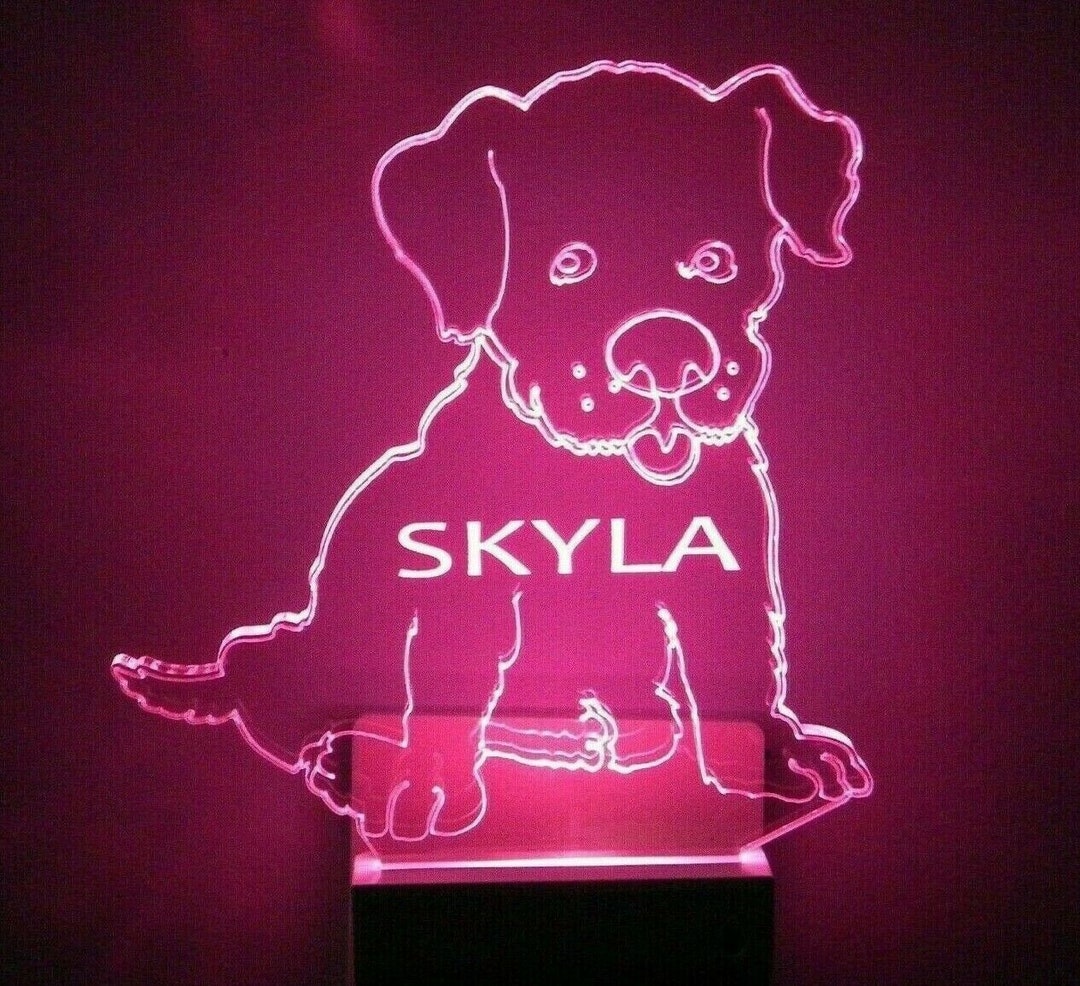 Cute Puppy Dog Night Light Multi Color Personalized LED Wall Plug-in ...