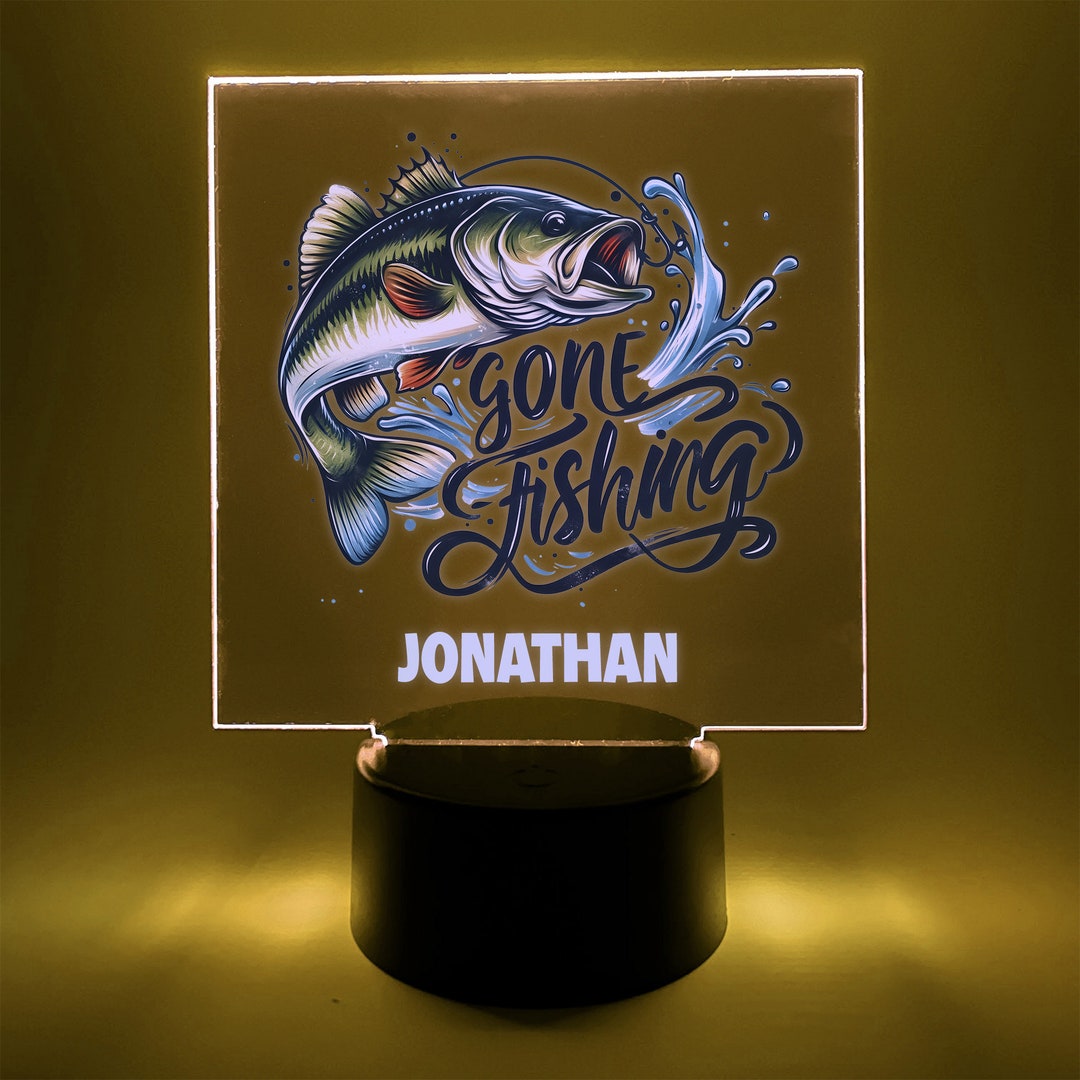 Gone Fishing Night Light, Personalized Free, LED Night Lamp, With ...