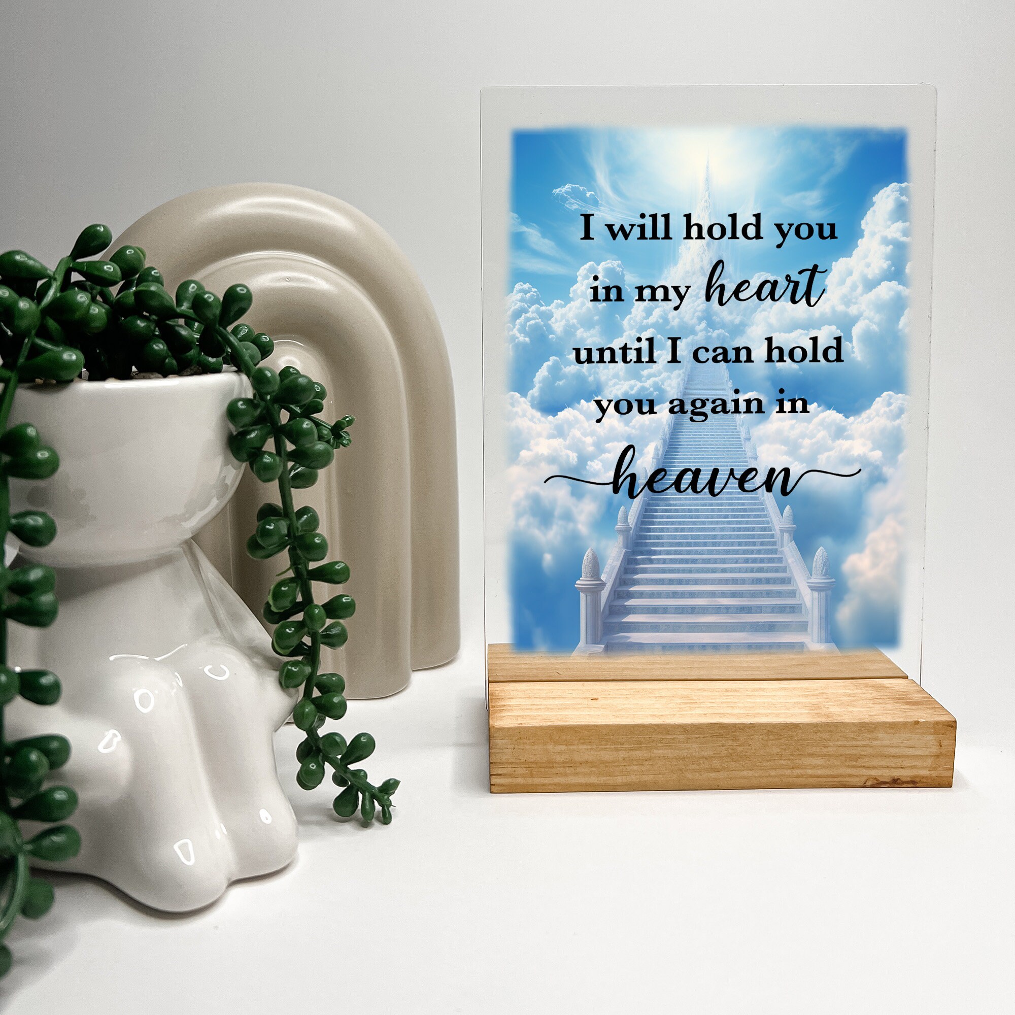 Custom Personalized Wood Stand Plaque in Loving Memory Rest in Peace ...
