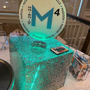 Shimmering Light up Personalized Custom Party Box Table Decoration ...
