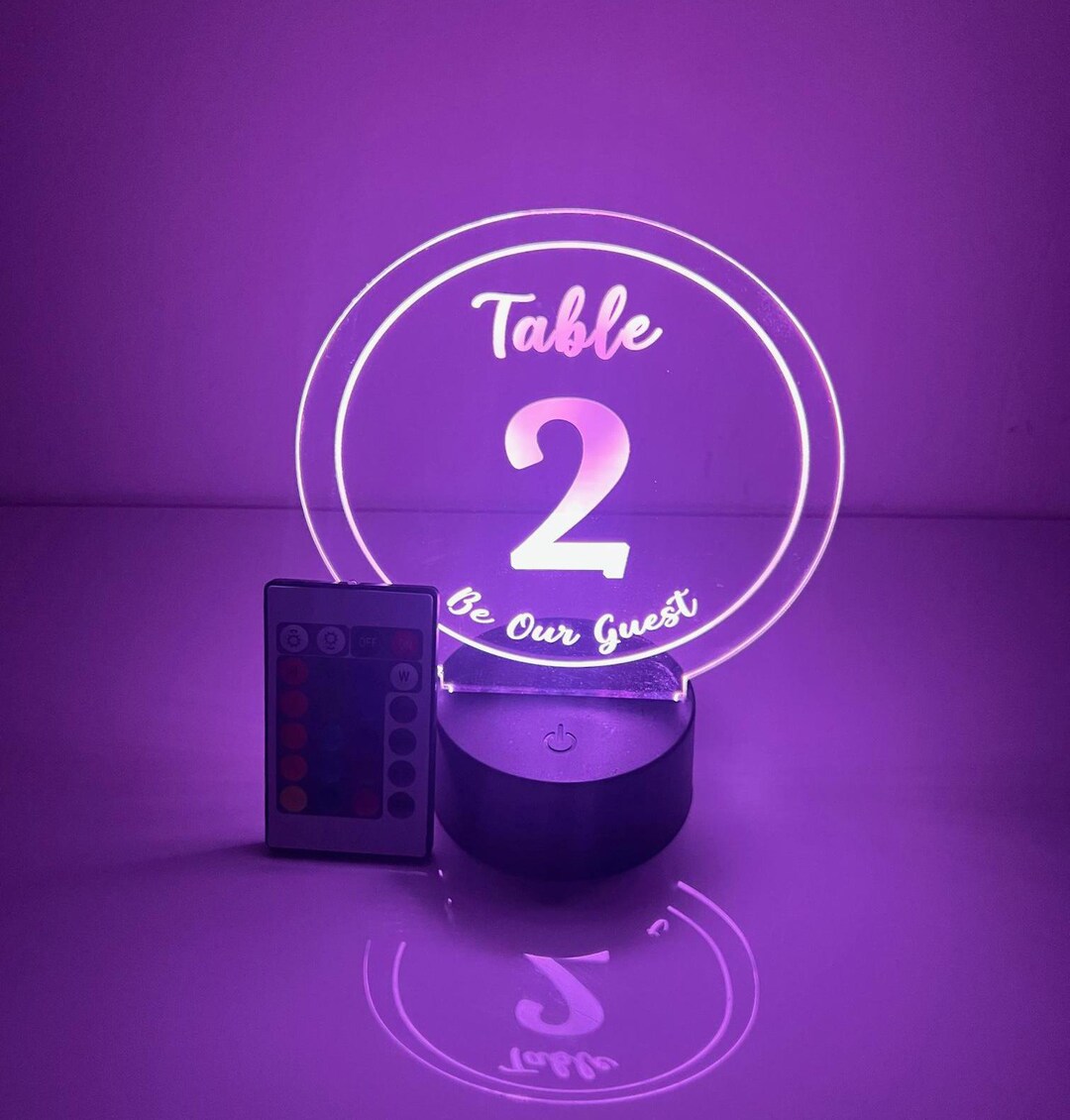 Custom Made Light up 16 Colors LED Table Party Table Number Centerpiece ...