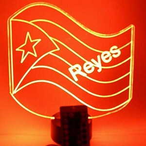 Puerto Rico PR Flag Night Light up Table Desk Lamp LED Personalized ...