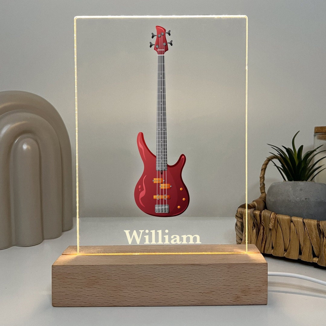 Custom Guitar Desk Lamp Gift for Musicians, Personalized Base Guitar ...