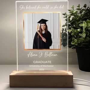 Personalized Photo Picture LED Wood Light up Stand Graduation Cap Grad ...