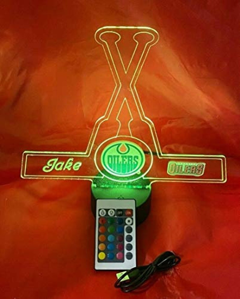 Edmonton Oilers Hockey Sticks Sports Night Light up Table Lamp | Etsy