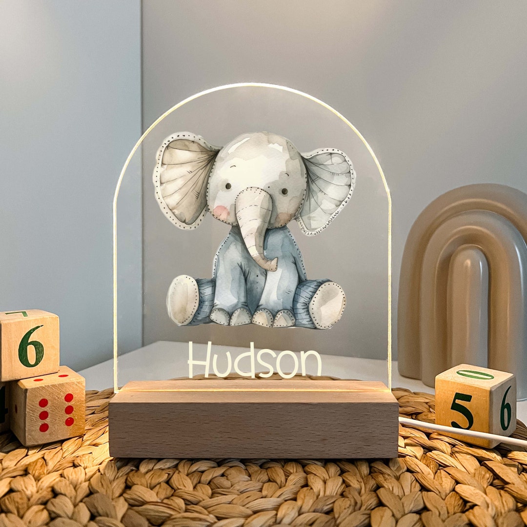 Personalized Cute Baby Elephant Night LED Lamp for Kids Room, Cute Baby ...