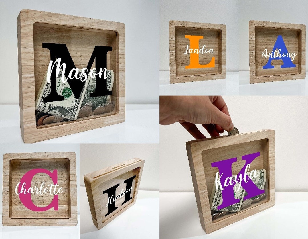 Personalized Money Box Savings Piggy Bank Wooden Coin Bank Design ...