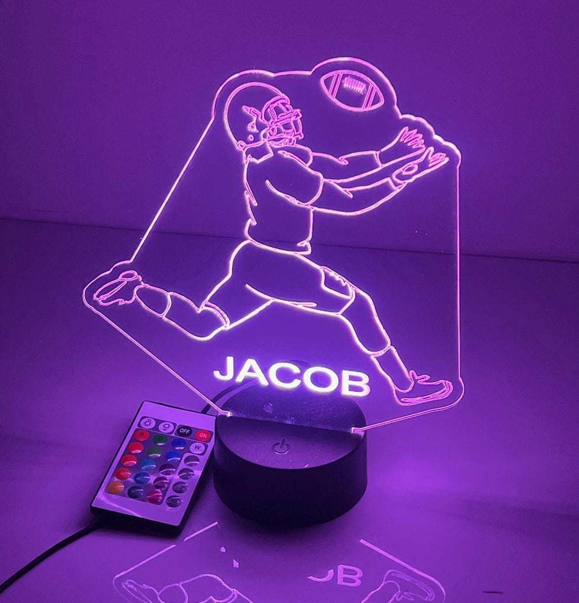 Football Player Sports Team Fan Night Light up Table Desk Lamp LED ...