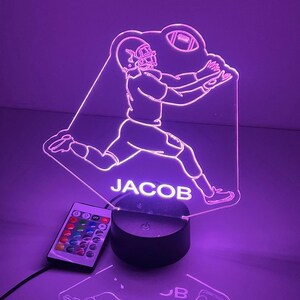 Football Player Sports Team Fan Night Light up Table Desk Lamp LED ...