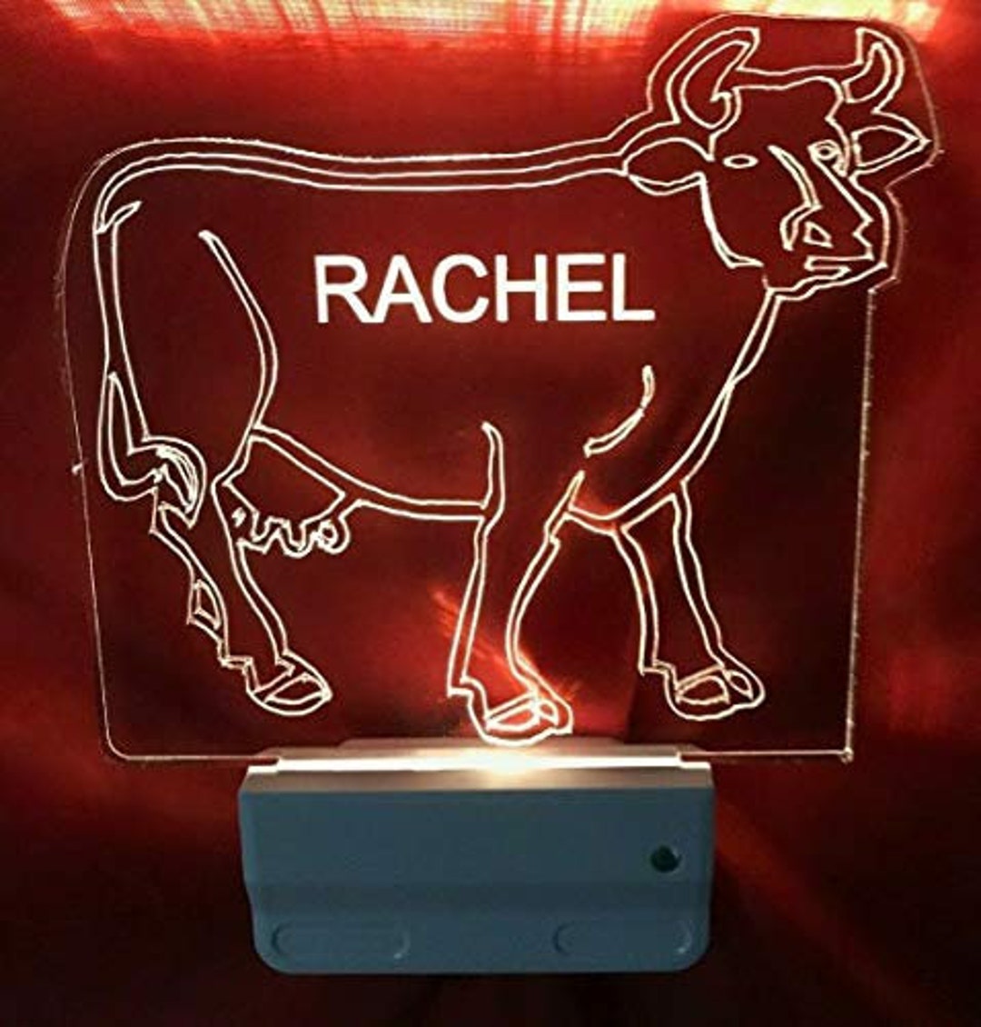Cow Cattle Farm Night Light Multi Color Personalized LED Wall Plug-in ...
