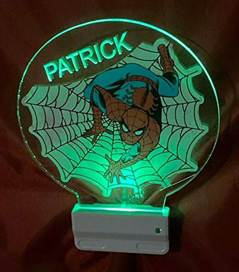 Spider Man Superheroes Night Light Multi Color Personalized | Etsy
