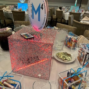 Shimmering Light up Personalized Custom Party Box Table Decoration ...