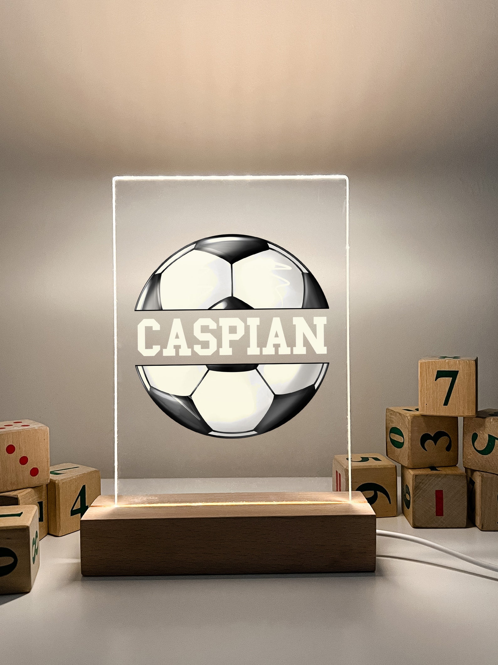 Custom Personalized Name LED Wood Stand Room Night Light up Table Lamp ...