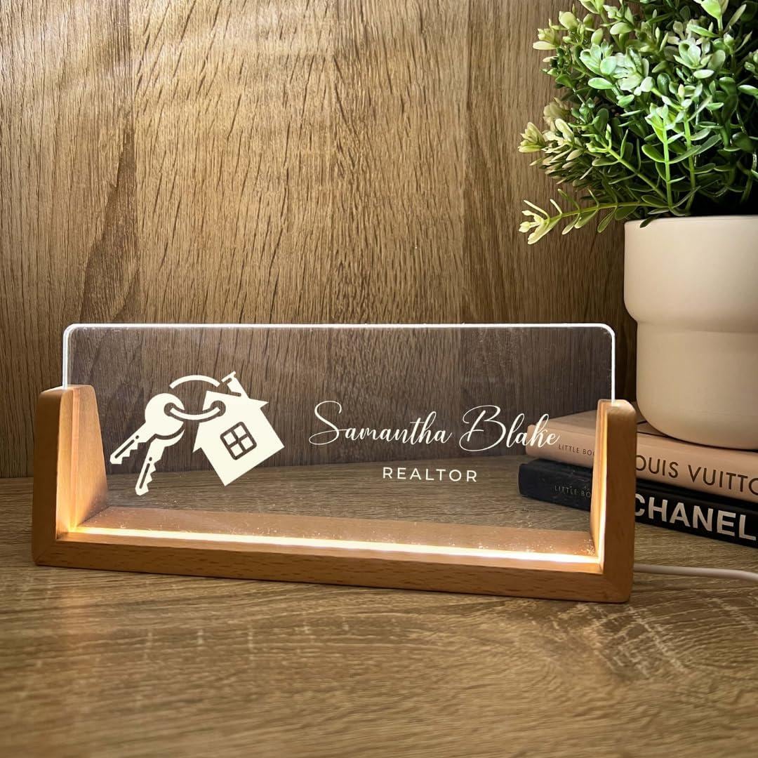 Personalized Name & Title Desk Plate Stand | Realtor Real Estate Agents ...