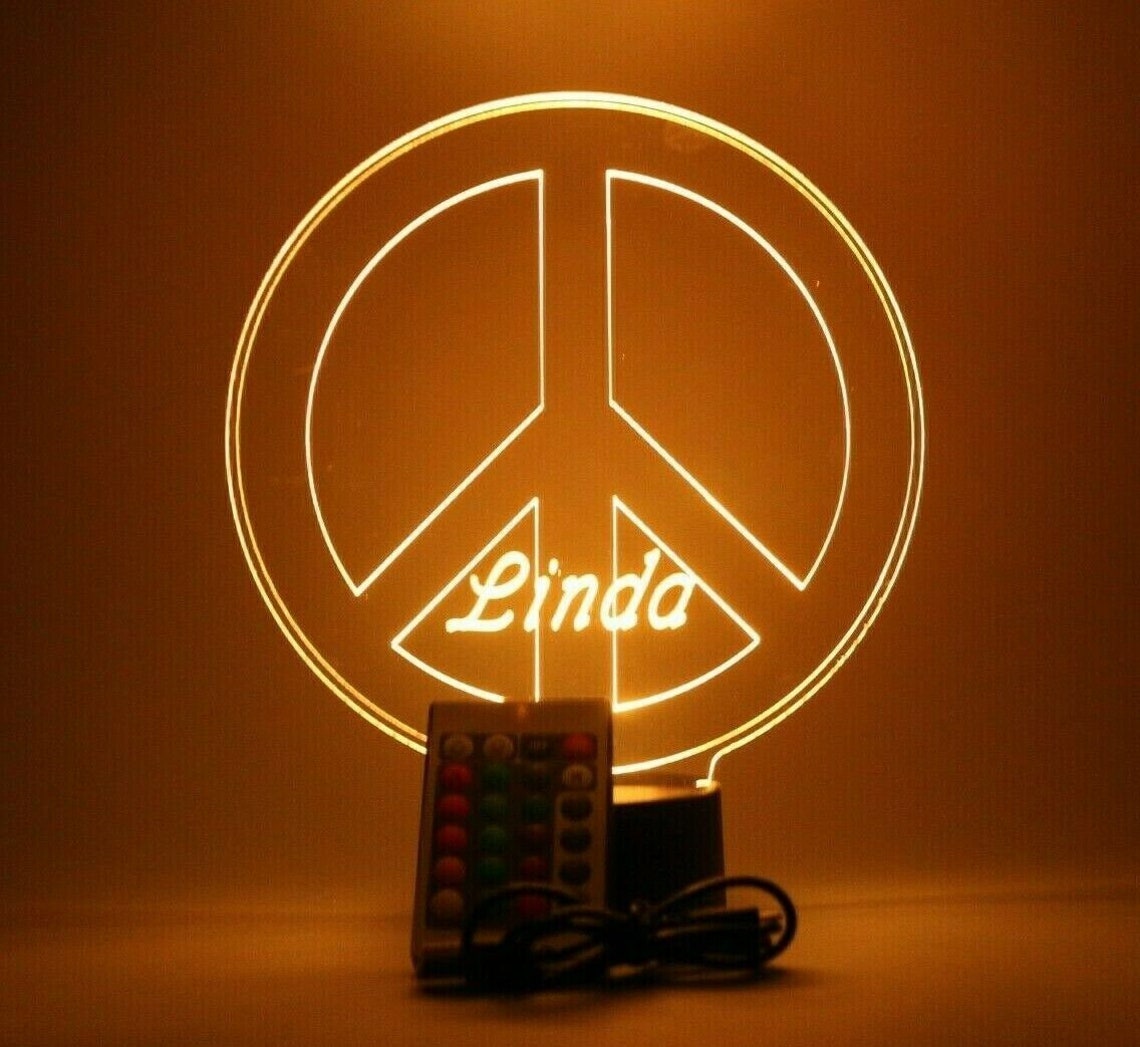 Peace & Love Sign Night Light up Table Desk Lamp LED | Etsy