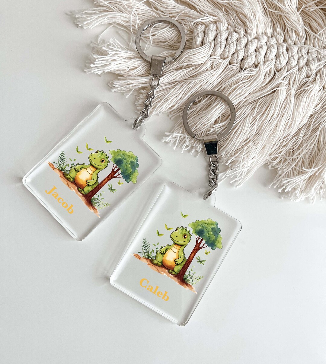 Dinosaur Keychain UV Printed With Your Name Key Chain Ring Keychains ...