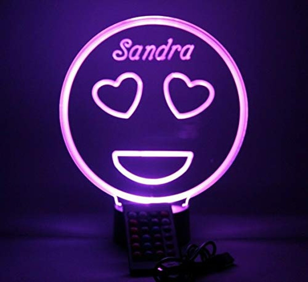 Emoji Emoticon Smiley Face Heart Night Light up Table Desk Lamp LED ...