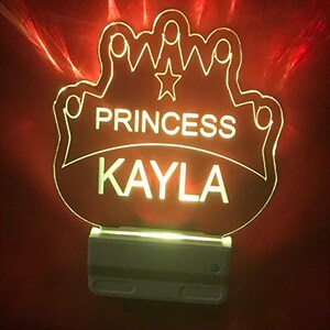 Princess Crown Night Light Multi Color Personalized LED Wall Plug-in ...