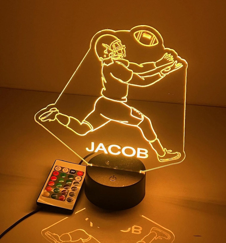 Football Player Sports Team Fan Night Light up Table Desk Lamp LED ...