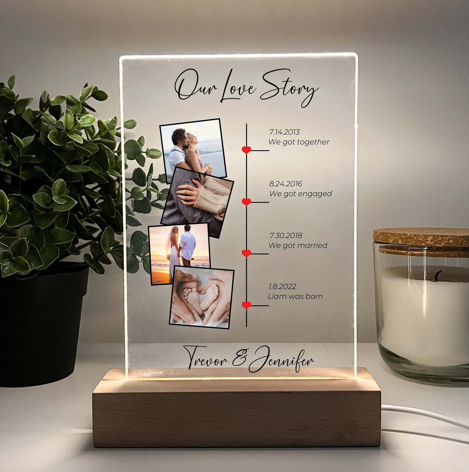 Our Love Story Personalized Stand Light LED Lamp | Valentines Gift ...