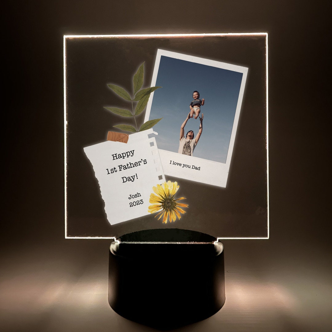 Custom Photo Picture LED Wood Stand Light Lamp Dad Love You Daddy ...