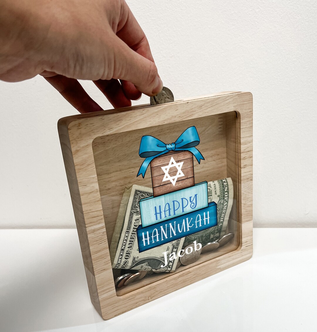 Personalized Text & Dreidel Shadow Box Jewish Star Hanukkah Gift Life ...