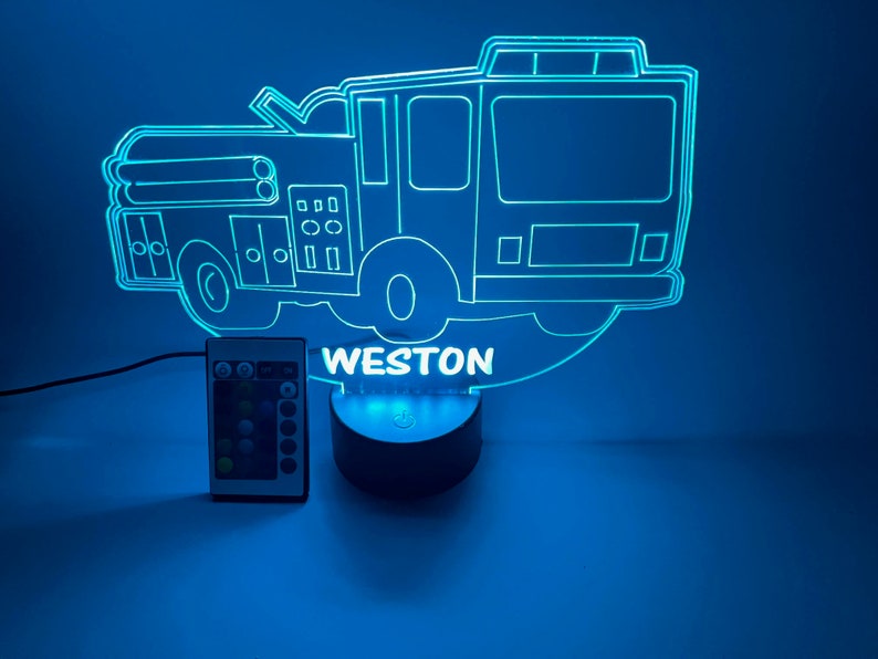 Fire Engine Truck Night Light up Firefighter Table Desk Lamp LED ...