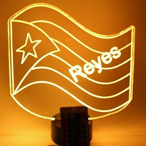 Puerto Rico PR Flag Night Light up Table Desk Lamp LED Personalized ...