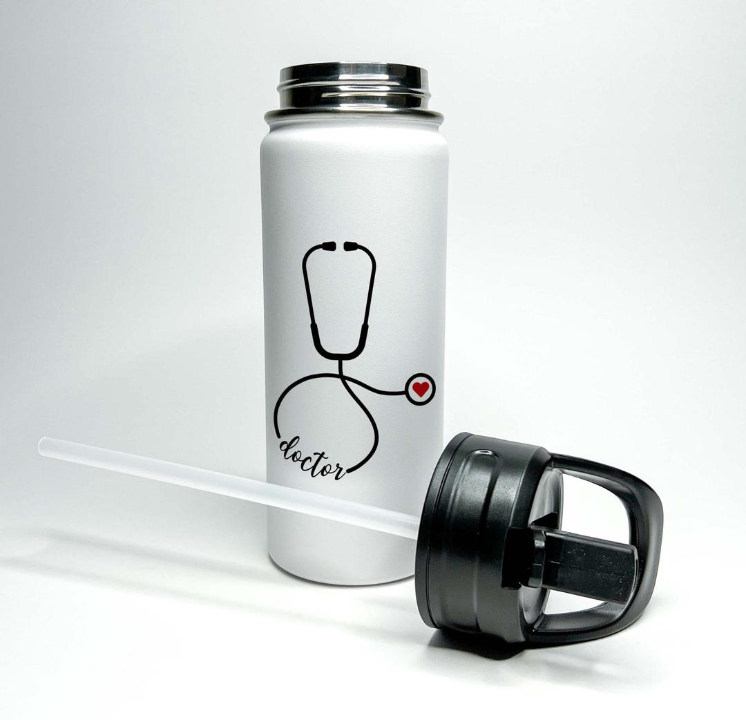 Medical Doctor Stethoscope Sport Water Bottle 18/32oz Stainless Steel ...