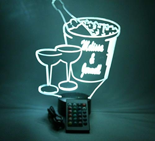 Champagne Glasses Wine Ice Bucket Night Light up Table Desk Lamp LED ...