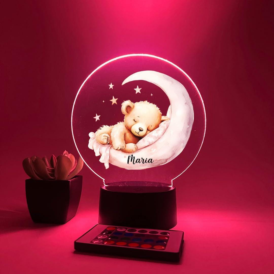 Pink Teddy Bear Night Light for Kids Room, Nursery Night Light ...