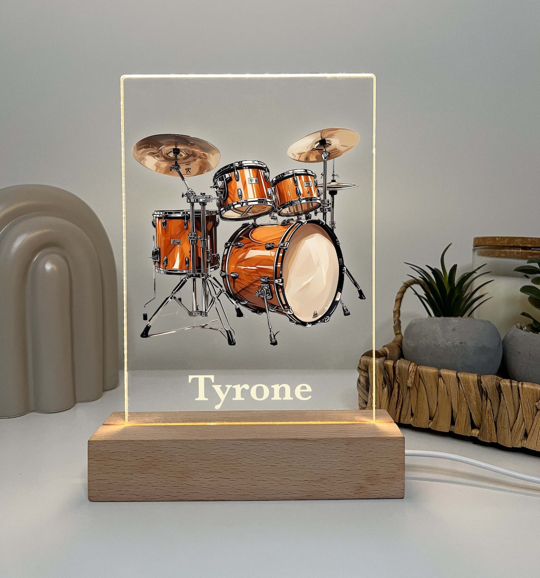 Drum Set Percussion Instrument Night Light up Table Desk Lamp LED ...