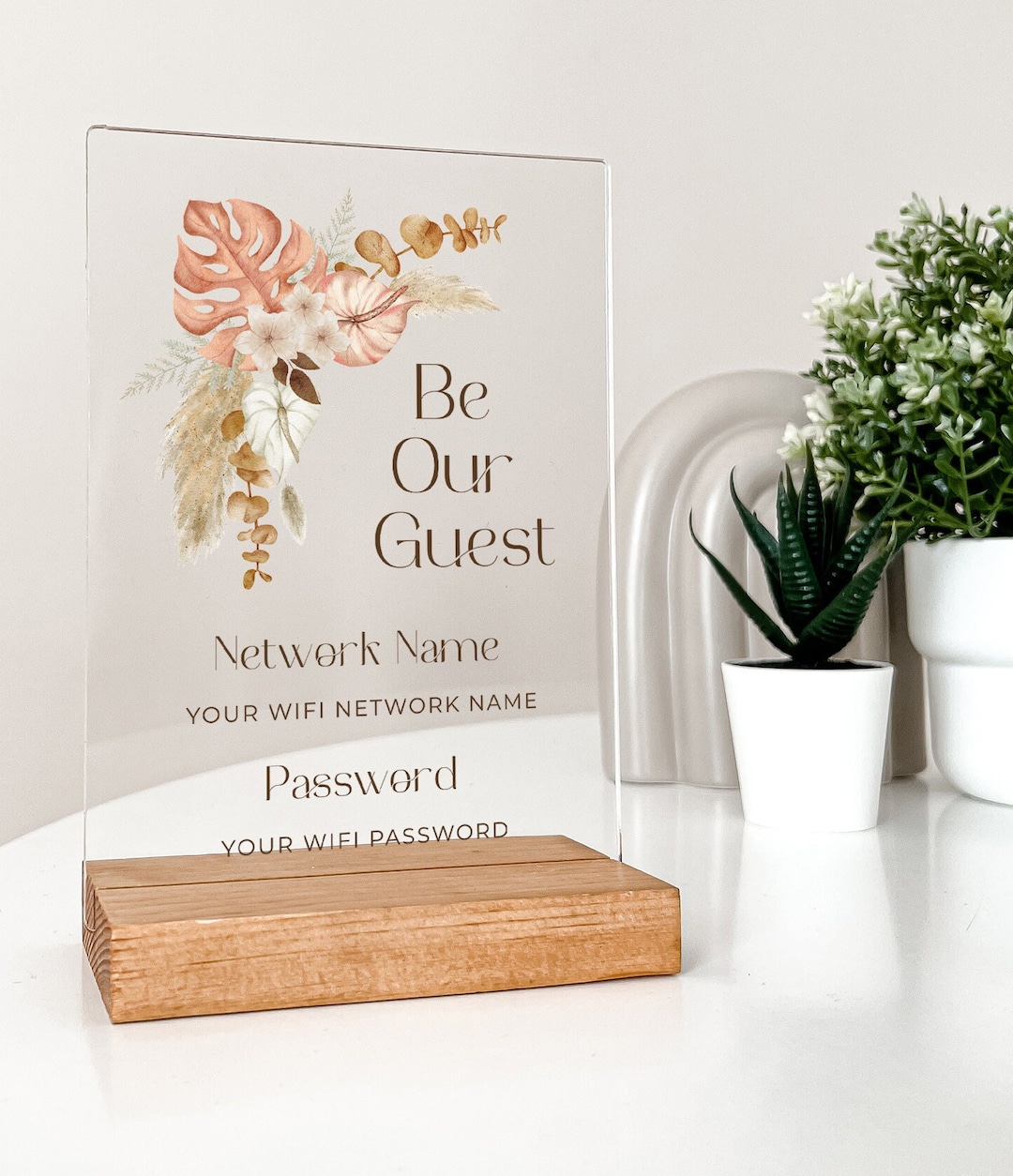 Custom Wifi Password Sign Personalized Freestanding Table Desk Stand ...