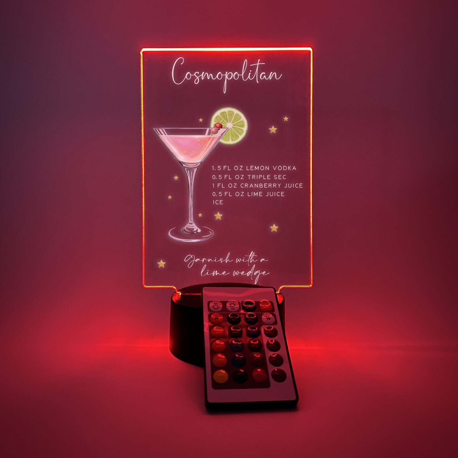Custom Personalized Alcohol Cocktail Recipe Sign LED Light up Stand ...