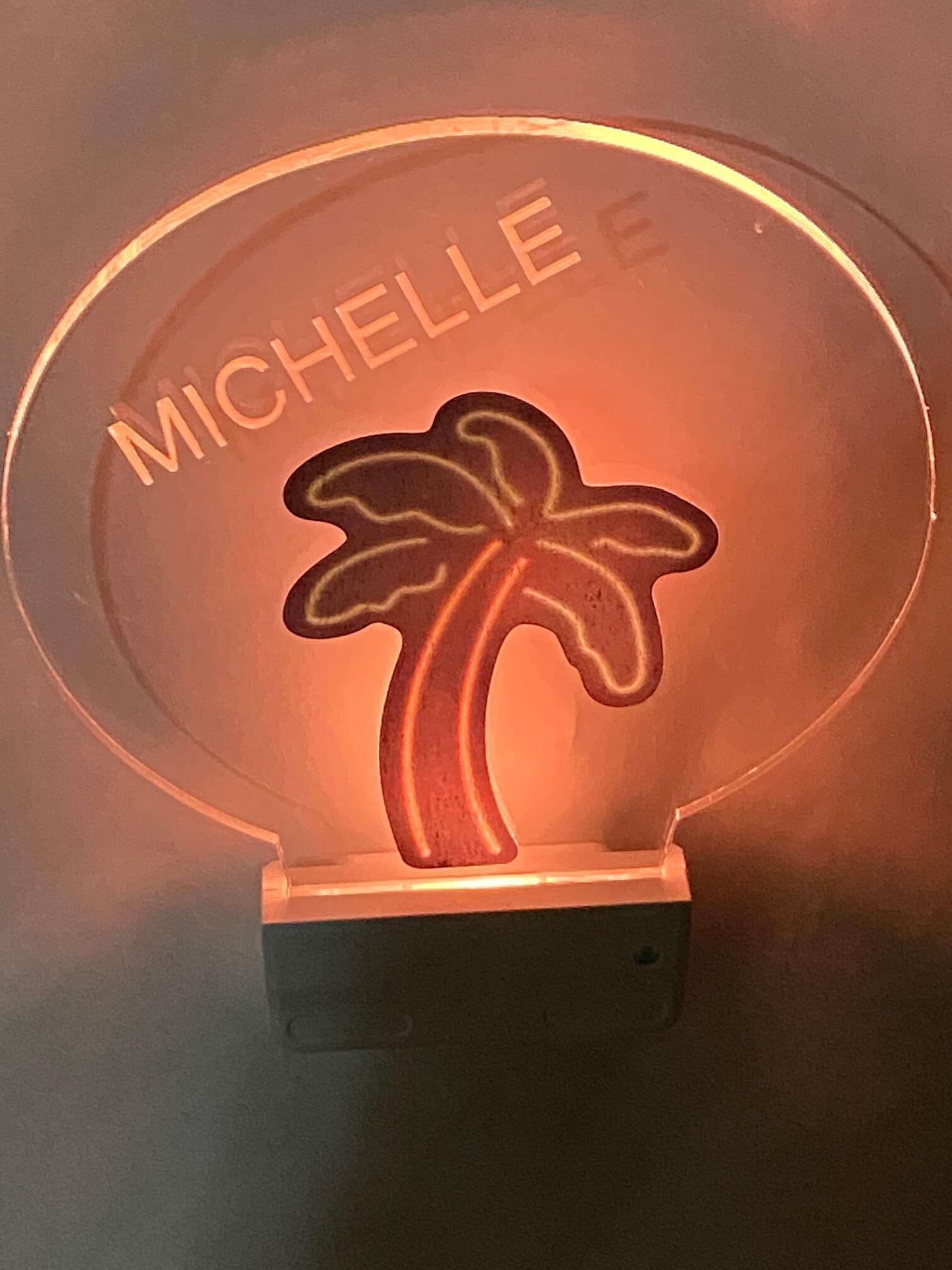 Palm Tree Night Light Multi Color Personalized LED Room Wall Plug-in ...