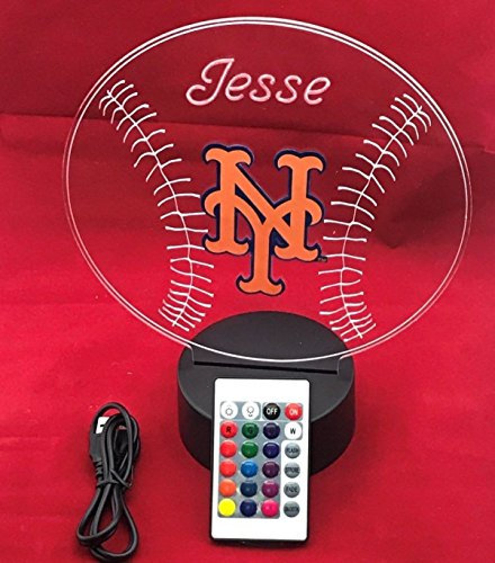 New York Mets NY Night Light up Table Desk Lamp Baseball | Etsy