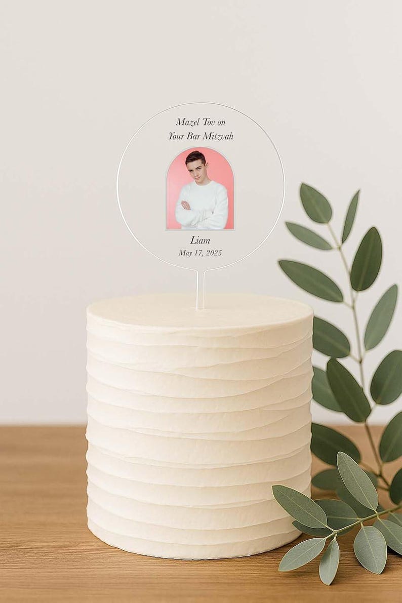 Bar Mitzvah Mazel Tov Logo, Photo, Name, Date Cake, Topper Top ...