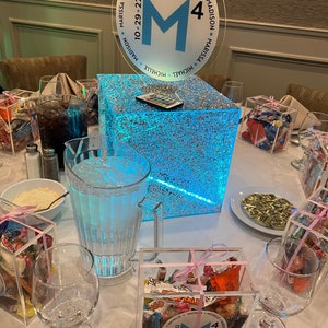 Shimmering Light up Personalized Custom Cube Party Box Centerpiece ...