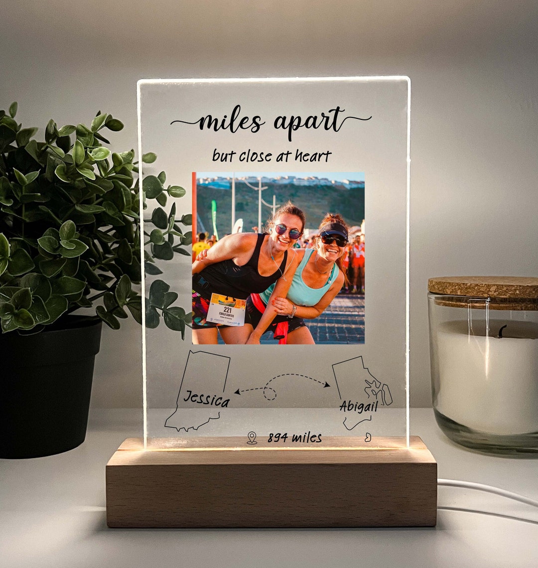 Custom Two States Apart Map Night Light, Gift for Her Him, Photo Night ...