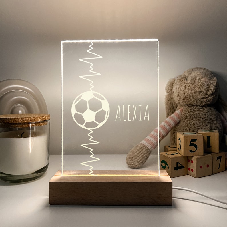 Custom Personalized LED Wood Stand Night Light up Table Desk Lamp Boys ...